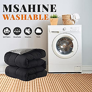 Cosybay Down Alternative Comforter (Black/Grey, Cal-King) - All Season Soft Quilted California King Size Bed Comforter - Duvet Insert with Corner Tabs -Winter Summer Warm Fluffy, 104x96 inches