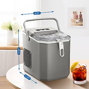 Xbeauty Countertop Ice Maker 6-Minute Fast Bullet Ice, Portable Double-Handle Removable Handle, Automatic-Cleaning Suitable for Outdoor Camping Bar Party and Kitchen-Grey