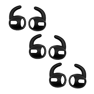 Micro Traders 3 Pairs of Silicone Ear Hooks Compatible with AirPods Pro 2019 Headphone Anti-Slip Secure Holder Protector Covers Headset Anti-Lost Accessories Black