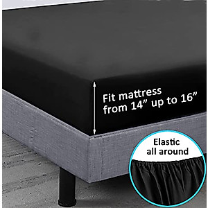 Mejoroom 6Piece Queen Sheet Set - Extra Soft Microfiber 1800 Thread Count Luxury Egyptian Sheets with 16inch Deep Pocket - Wrinkle&Cooling Bed Sheets(Queen, Black Beauty)