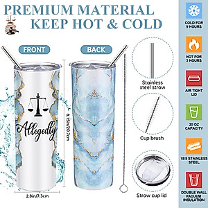 Domensi 6 Pcs Funny Allegedly Lawyer Gifts Judge Gift Lawyer Appreciation Day Gift 20 oz Marble Sign Tumbler Makeup Bag Notepad Ballpoints for Law Paralegal School College Teacher(Blue)