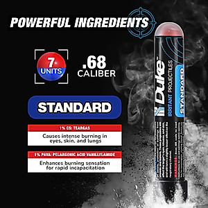 Duke Standard 68 Caliber Self Defense Balls - Pepperspray Balls, 68 Caliber Projectiles, .68 Caliber Defense Balls, 68 Cal Ammo Pepper Gas Spray Rounds, Pepper Ammo Ball, 7 Count Tube - 1% PAVA+1% CS