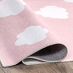 nuLOOM Lilia Machine Washable Kids Cloud Area Rug, 5' x 8', Pink