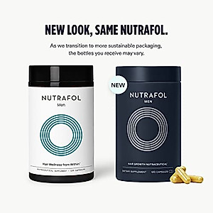 Nutrafol Men's Hair Growth Supplement | Clinically Effective for Visibly Thicker & Stronger Hair with More Scalp Coverage | Dermatologist Recommended | 1 Bottle | 1 Month Supply