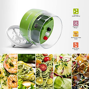 Handheld Spiralizer Vegetable Slicer, 4 in 1 Heavy Duty Veggie Spiral Cutter - Zoodle Pasta Spaghetti Maker