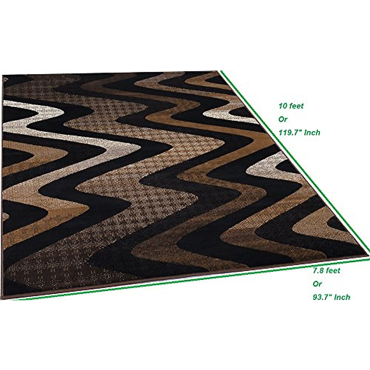 HR-Chocolate Brown/Beige/Mocha/Ivory/Abstract Area Rug Modern Contemporary Zigzag/Wave Design