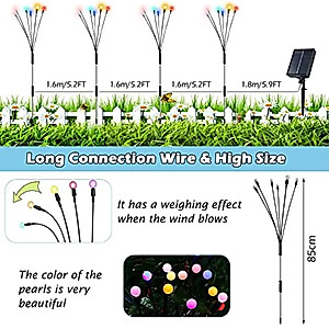 Upgraded Solar Garden Lights, 4 Pack Solar Powered Firefly Lights Outdoor Waterproof, Multicolor Solar Swaying Light for Outdoor Yard Patio Walkway Decor