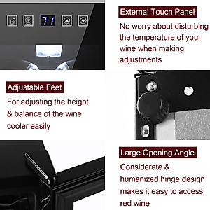 FRITHJILL Wine Cooler Refrigerator, Compressor Freestanding White/Red Wine Fridge with Clear Glass Door for Home Office