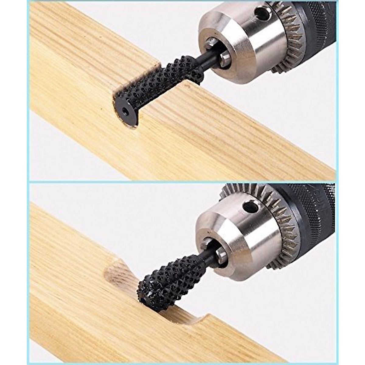 KangTeer Rotary Wood Rasp 5pcs Rotary File Set 1/4" Shank Wood Carving Rotary Burr Polishing Drill Bits(Gary)