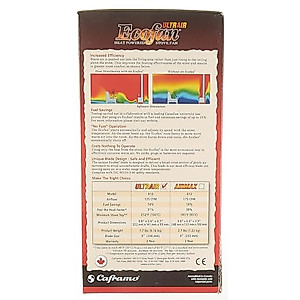 Ecofan® UltrAir, Classic Styled, Heat Powered Wood Stove Fan, 125 CFM, 810CAXBX, Mid-Sized, 7.9" Blade, Black