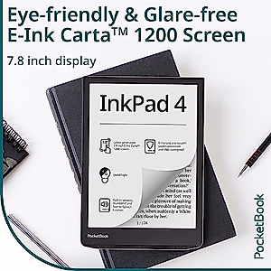 PocketBook InkPad 4 | Eye-Friendly Audio & E-Book Reader | Large 7.8ʺ E-Ink Display | Anti-Scratch Protection | Text-to-Speech Function | Bluetooth® | Built-in Speaker | SMARTlight | IPX8 Waterproof