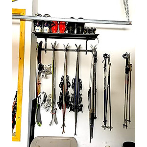 StoreYourBoard Ski Wall Rack and Storage Shelf, Holds 10 Pairs, Ski Wall Mount, Home and Garage Storage Hanger
