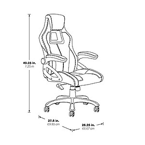 OSP Home Furnishings Mesh and Bonded Leather Adjustable Race Car Office Chair, Charcoal Grey and Red