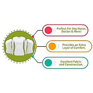 BaHoki Essentials Long Sleeve Undershirts for Scrubs - Great Stretch and Layering Piece - Multipurpose and Durable (White, M)