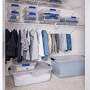 HOMZ 7.5 Quart Clear Plastic Stackable Storage Container Tote with Secure Latching Lid for Home and Office Organization, 10 Pack