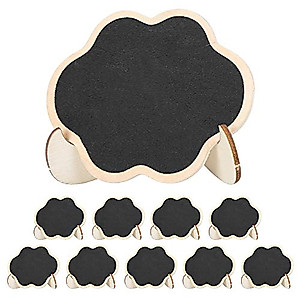 Mini Chalkboard Sign, 10 Pack Wood Mini Chalkboard Signs with Support Easels Wooden Blackboard for Table Numbers Food Signs Message Board