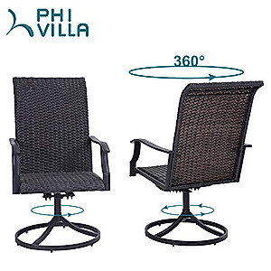 PHI VILLA Outdoor 9 Pieces Wicker Furniture Dining Set Patio Expandable Dining Table Set of 9 Rattan Swivel Dining Chairs for Outdoor Garden Bistro(9 Pieces)