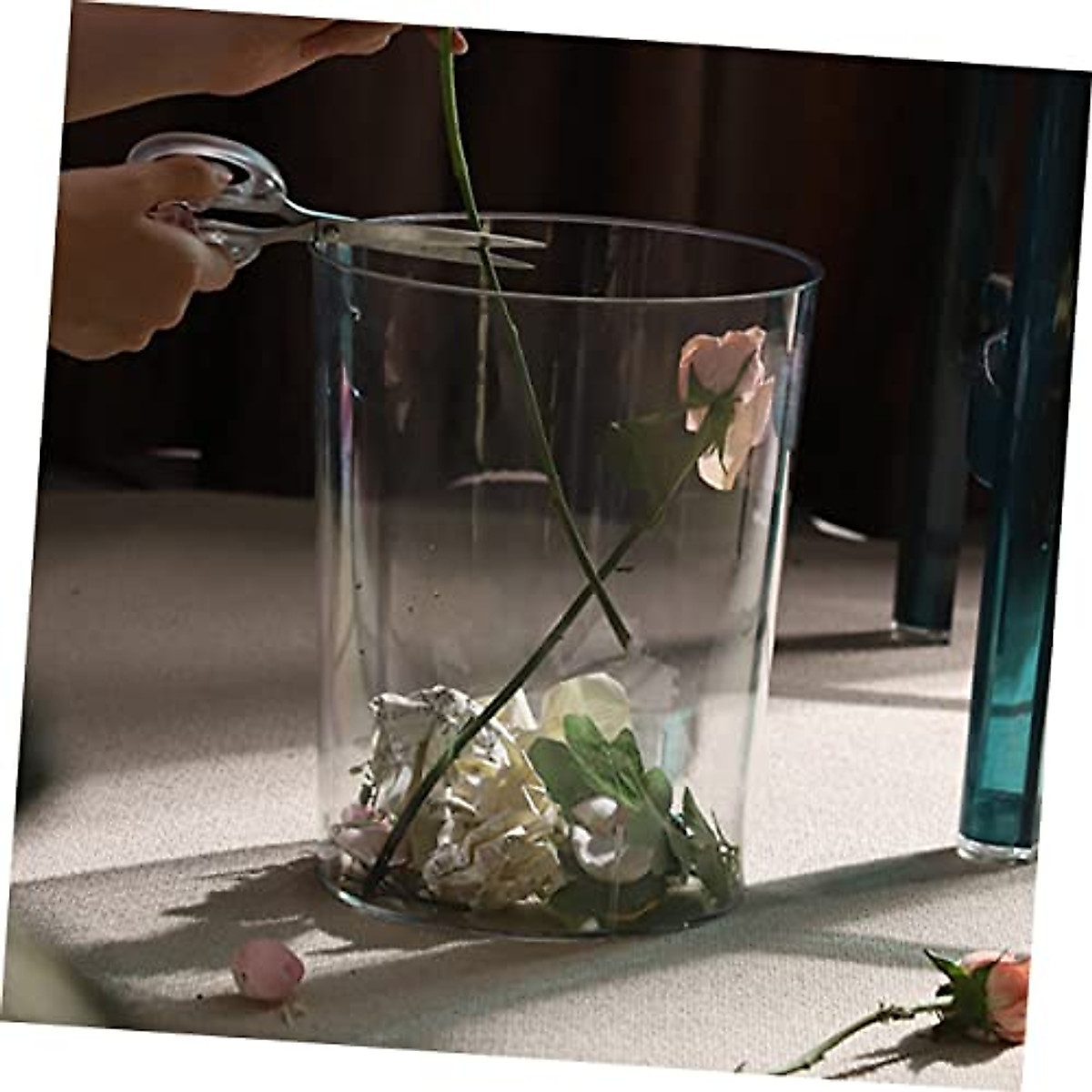 STOBOK 2pcs Decorative Kitchen Wastebasket Cans Bathroom Container Offices Paper Small Translucent Ash-bin Lidless Unique for Clear Bucket Bag Large Basket Uncovered Black Pot Bedrooms