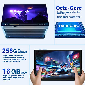 YESTEL Android 13 Tablet 11 Inch Display,16GB RAM+256GB ROM,Octa-Core Processor,8600mAh Large Battery,2000 * 1200 Pixels,GPS/ 5G WiFi/Bluetooth/with Case-Blue T15