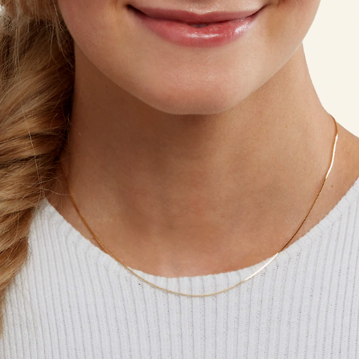 Jewelry Affairs 10k Real Solid Gold Mirror Box Chain Necklace, 0.6mm (20 Inches, Yellow Gold)