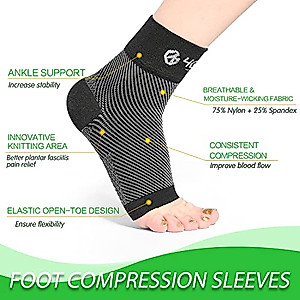 Plantar Fasciitis Foot Pain Relief Kit-9pcs-2 Pairs Compression Socks, Silicone Heel Cups, Cushioned Arch Supports & Spiky Massage Ball-Fast Heel & Arch Pain Relief, Strong Ankle & Arch Support(2 PAIRS SOCKS KIT, S/M (Women 4-8, Men 6.5-7))