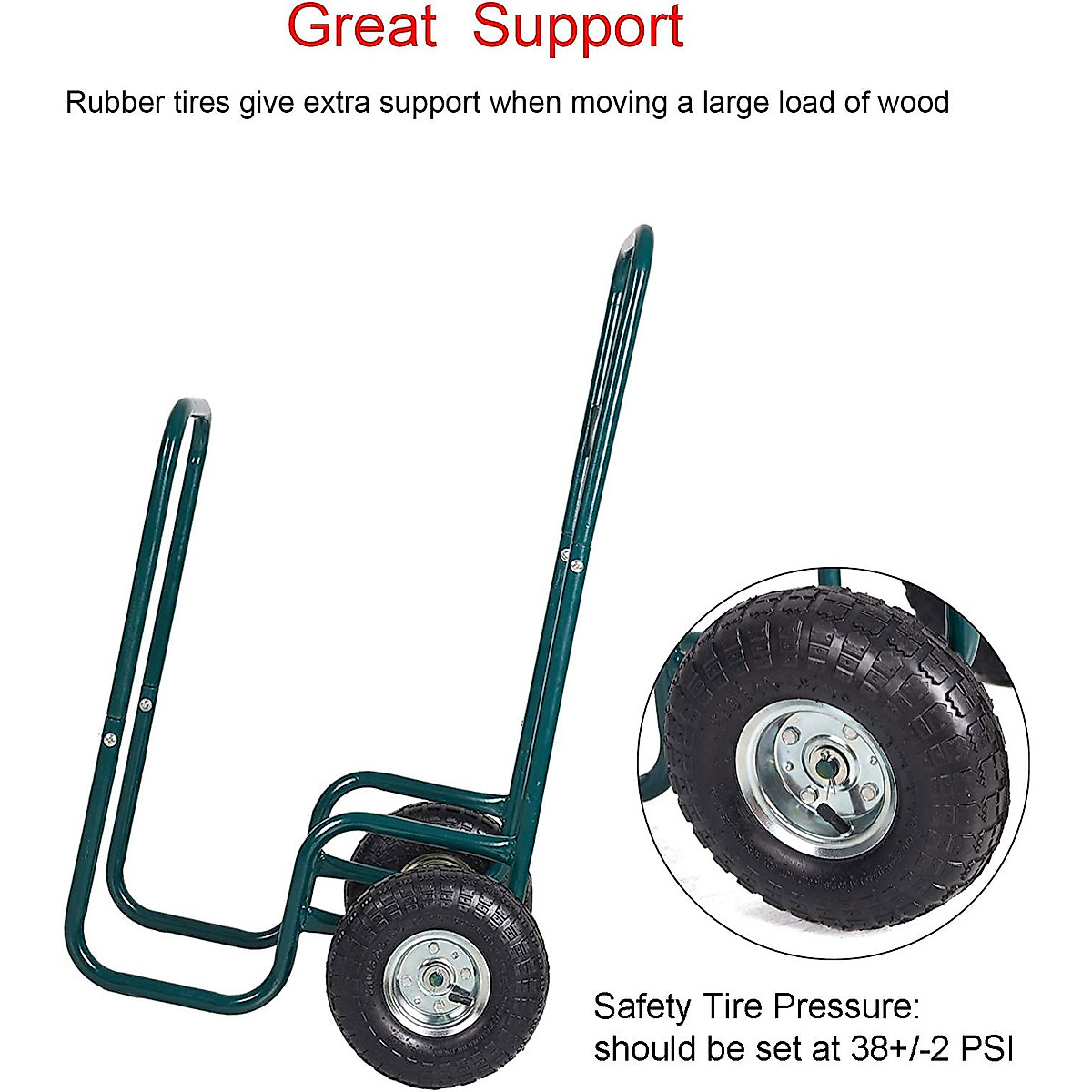 Firewood Log Rack Carrier Cart-220 LB Weight Capacity Wood Rack Storage Mover with Rolling Wheel for Indoor & Outdoor Use