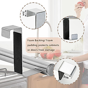 IBEQUEM 4Pcs Towel Rack for Cabinet, Stainless Steel Over Cabinet Towel Rack, Adjustable Kitchen Towel Holder, Towel Bar Holder for Universal Fit on Kitchen Bathroom Over Cabinet Cupboard (Silver)