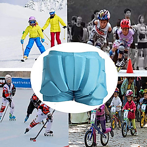 Reomoto Kids Hip Protection Pads Shorts Skiing Skating Snowboard Hip Protection Pads EVA 3D Padded Hip Bone Protection Pants for Teenagers (Blue, M)