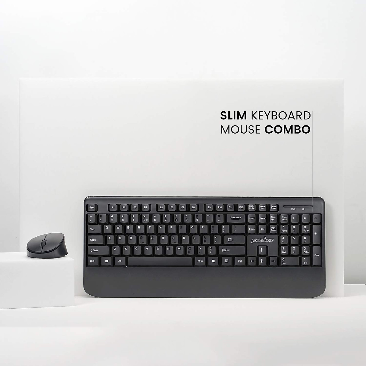 Perixx PERIDUO-714, Wireless Standard Keyboard and Mouse Combo Set, Black (11668)