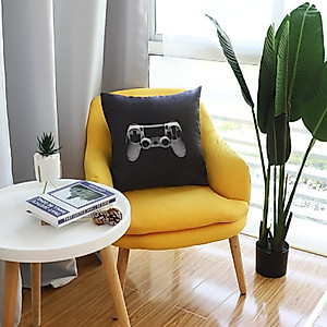 Oyihfvs Video Game Joystick Gamepad in Grey Isolated on Black Square Pillowcase Cushion Cover, Soft Breathable Bed Pillow Case Cover for Couch Home Sofa Bedroom Office Car Decor 20x20 inches