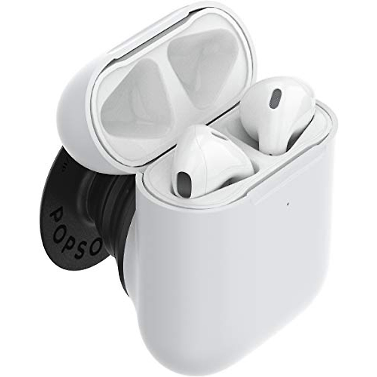 PopSockets PopGrip Headphone Case Compatible with AirPods: Swappable Grip and AirPods Holder for Phones and Tablets - White