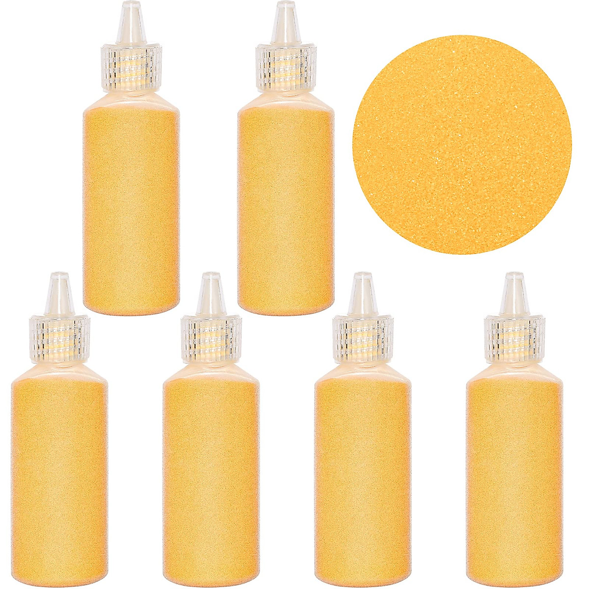 MIKIMIQI 6 Pcs Art Sand, Craft Sand Kit 1.25oz Bottles Sand Arts and Crafts Kit DIY Sand Painting Decorative Sand Vase Glass Sand Scenic Sand Wedding Sand for Decorations (Gold)