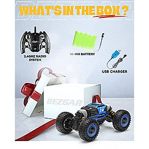 BEZGAR TD141 RC Cars-1:14 Scale Remote Control Crawler, 4WD Transform 15 Km/h All Terrains Electric Toy Stunt Cars RC Car Vehicle Truck Car with Rechargeable Battery for Boys Kids and Adults