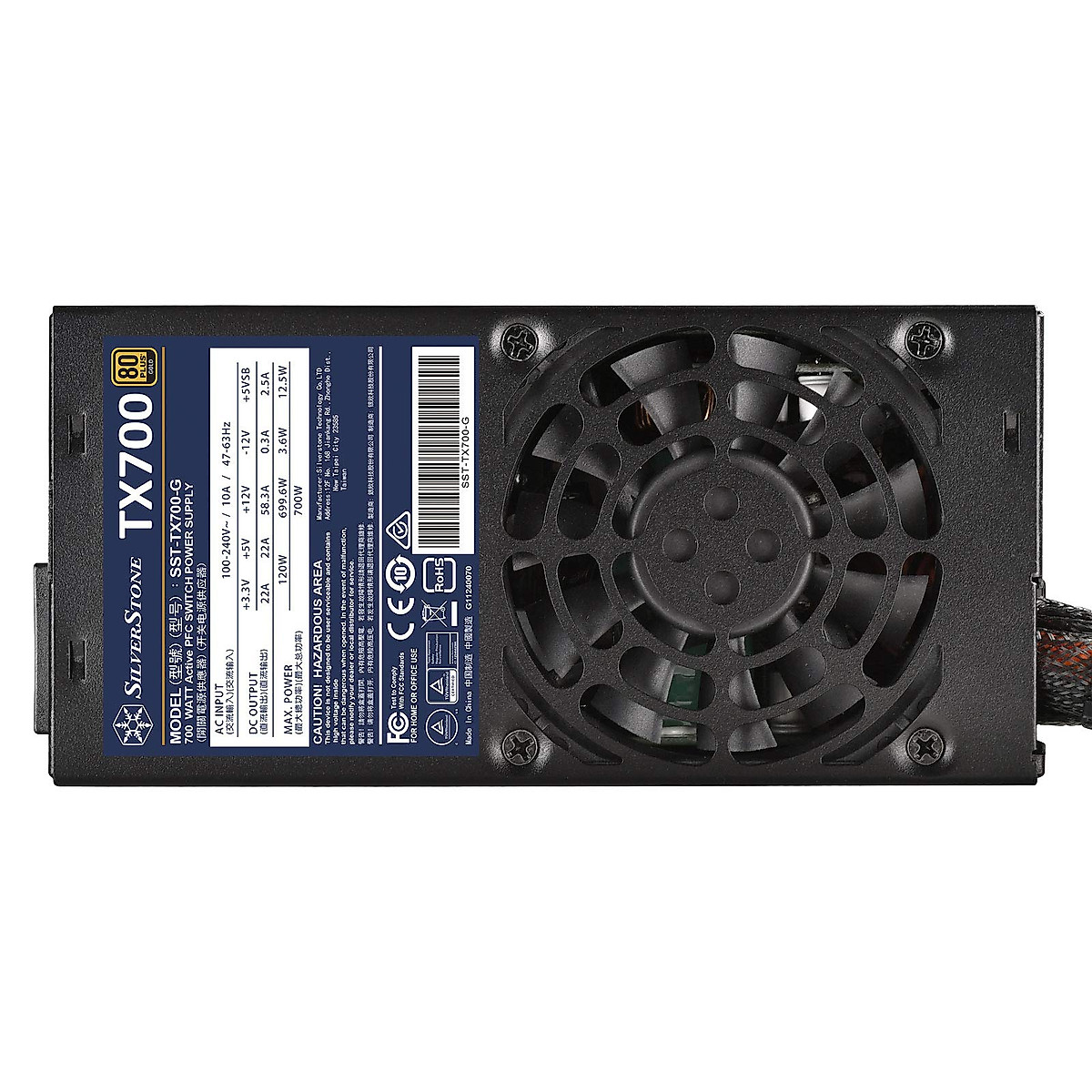 SilverStone Technology 700W Fixed Cable TFX Power Supply 80 Plus Gold TX700-G (SST-TX700-G)