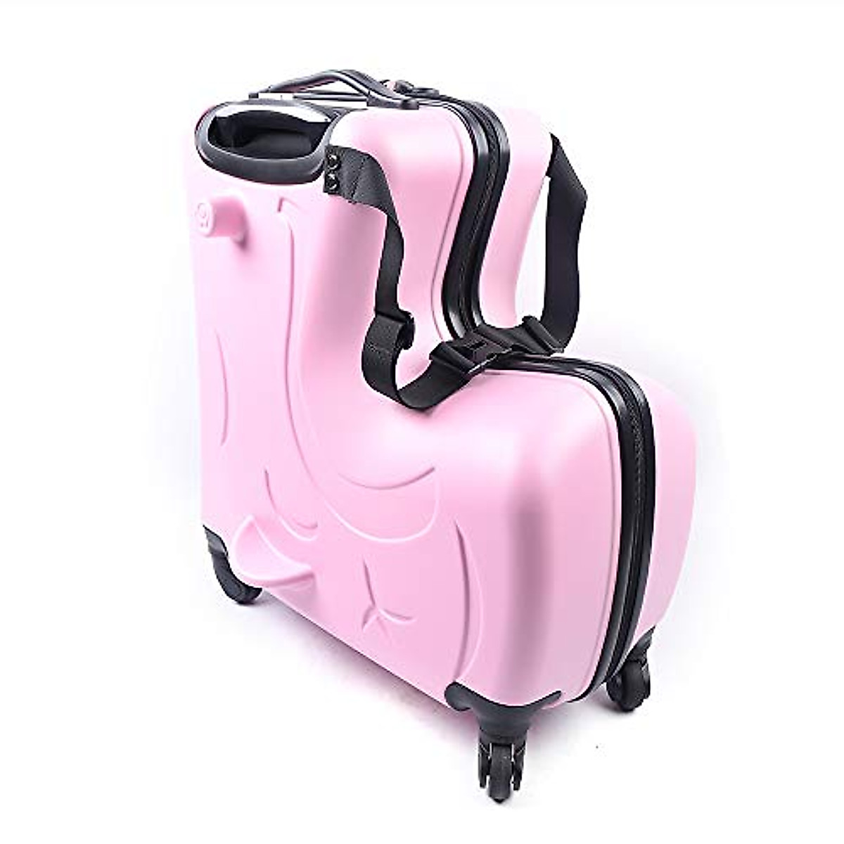 20" Spinner Luggage Kids Ride-On Roll Suitcase Luggage Bags Wheeled Trolley Luggage Waterproof (Pink)
