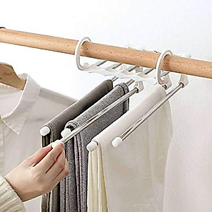 Flurries Folding Pants Hangers, Stainless Steel S-Shape Trousers Clothes Organizer Closet Space Saving for Pants Jeans Scarf Silver Slack (White)