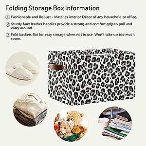 Leopard Cheetah Print Animal Skin Square Storage Basket Storage Bins Canvas Storage Organizer Closet Shelf Organizer for Home Office, 1 Pc