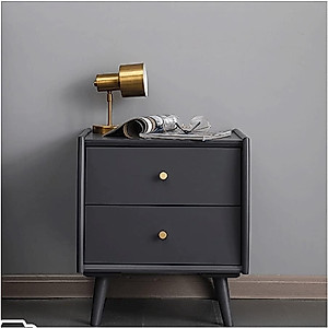 Solid Wood Nightstand Modern Bedside Table Rubber Wood End Table Scandinavian Side Table 2 Drawer Bedside Cabinet for Bedroom Living Room