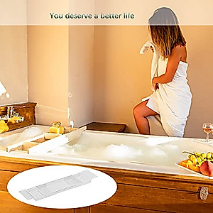 Ollimy Bath Shelf Bathtub Tray, Adjustable Bathtub Caddy Tray Storage Rack - Bathroom Bathtub Tray - Expandable Bath Shelf Fits All Tubs (Transparent)