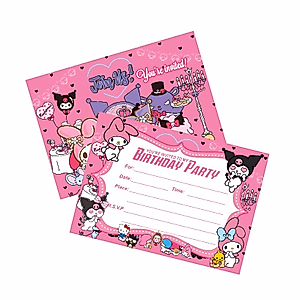SUTRADHAR 24pcs kuromi and melody Birthday Invitations,kuromi and melody Party Invitations Birthday Party Supplies Decoration (Invitations24)