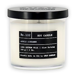 Lulu Candles | Apple Cinnamon | Luxury Scented Soy Jar Candle | Hand Poured in The USA | Highly Scented & Long Lasting- 6 Oz.