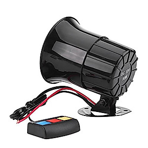 Motorcycle Alarm Horn, 12V 30W Car Motorcycle Alarm Warning Siren Horn 3 Sound Loud Speaker, Black