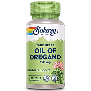 SOLARAY Oil of Oregano 150 mg | Extra Virgin Olive Oil Base | Whole Aerial | Healthy Immune & Intestinal Flora Support | Vegan & Non-GMO | 60 Softgels