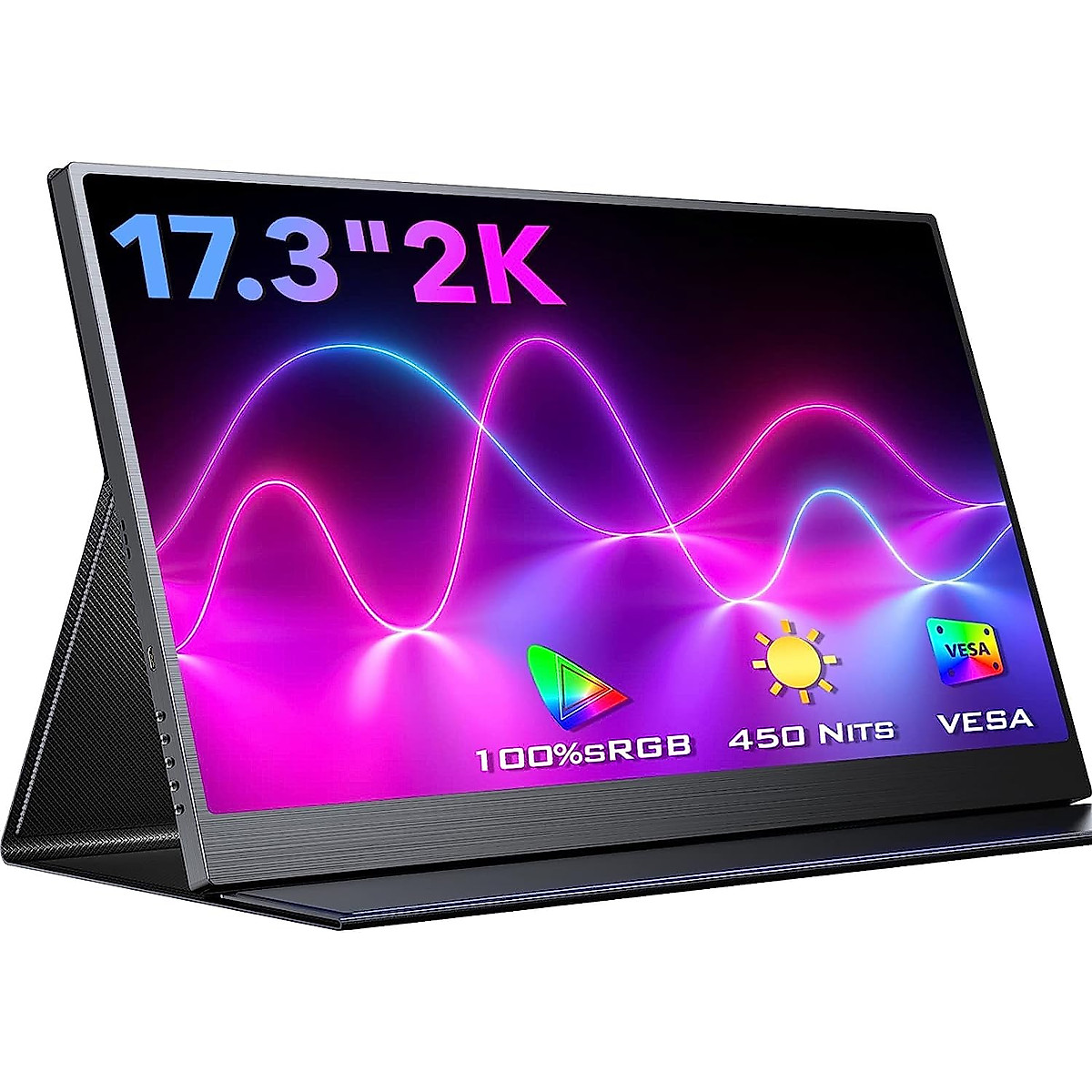 EVICIV Portable Monitor 17.3 Inch 2K 450cd/㎡ 2560X1440 100% sRGB HDR Lightweight Frameless Computer Monitor with VESA FreeSync Travel Monitor Extender Screen for Laptop PC Phone