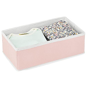 mDesign Soft Fabric Dresser Drawer and Closet Storage Organizer Bin for Bedroom - Holds Lingerie, Bras, Socks, Leggings, Clothes, Purses, Scarves, Jane Collection - 6 Pack - Pink/White