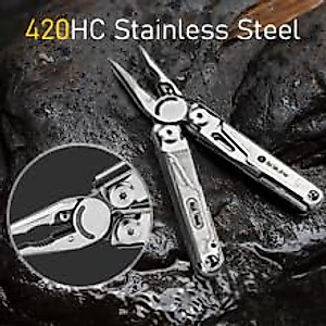 Gifts for Men Dad, BIBURY Multitool, 19-in-1 Stainless Steel Multi Tool with Fold-able Pliers, Screwdriver Sleeve, Scissors, Nylon Pouch, Muti-tool for Camping Survival Hiking Hunting Repairing