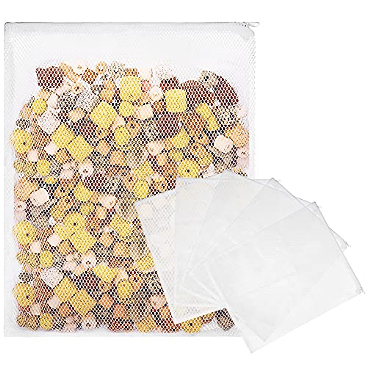 5 Pieces Large Filter Media Bags Aquarium Bio Media Bags 17.5 Inch by 13.5 Inch Aquarium Filter Nylon Mesh Bags with Zipper for Activated Carbon Fish Tank Charcoal Filter Bags Bio Ball Ammonia Remover