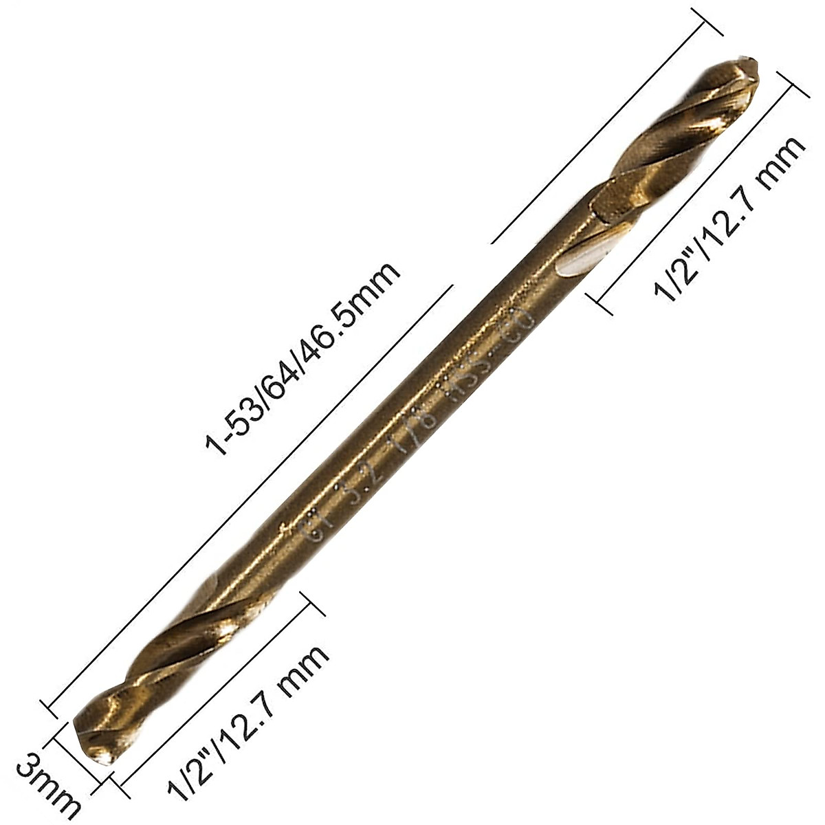 Eagles Double Ended Drill Bit Set - Pack of 10 HSS M35 1/8" Cobalt Twist Drill Bits