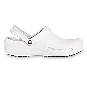 Crocs Unisex Adult Men's and Women's Bistro Clog | Slip Resistant Work Shoes , White, 9 Women 7 Men US