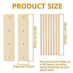 DJAPWPX 2Pcs Ribbon Organizer Wood Ribbon Storage Rack Space Saving Spool Holder Organizer Ribbon Holder for Sewing Craft Mesh Thread Tape Wreath Crochet Florist Wrapping